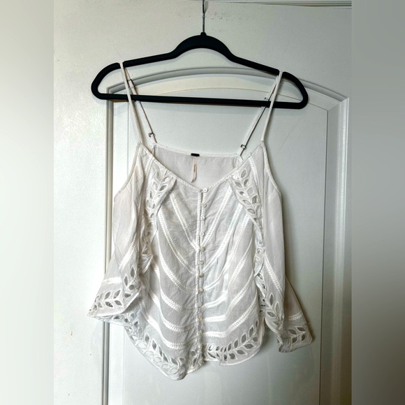 Free People | Tops | Free People Cropped Peasant Tank Top In White ...
